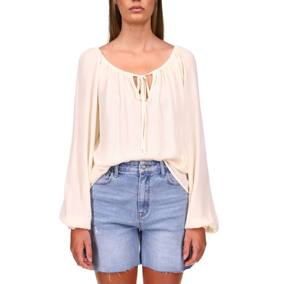 Sanctuary | Tops | Tieneck Keyhole Blouse In Butter Cream | Poshmark